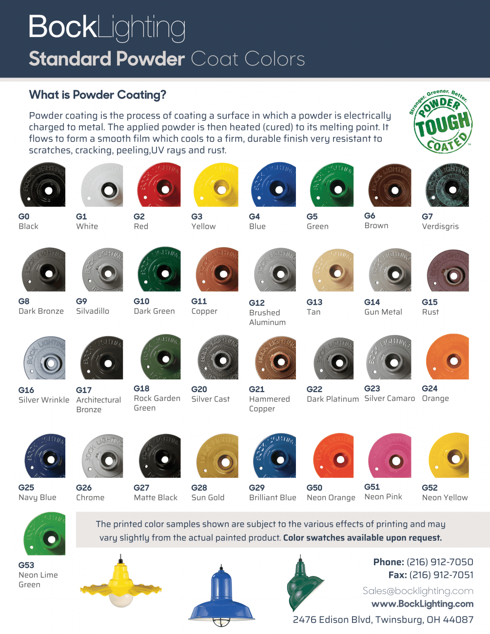 Powder Coat Finishes - Bock Lighting